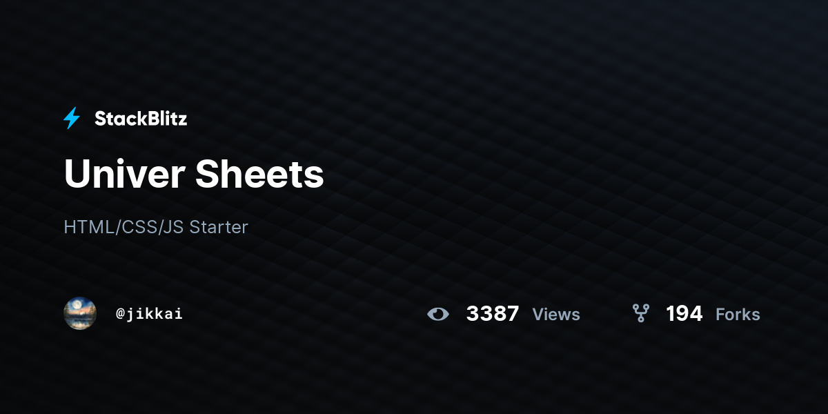 Univer Sheets - StackBlitz