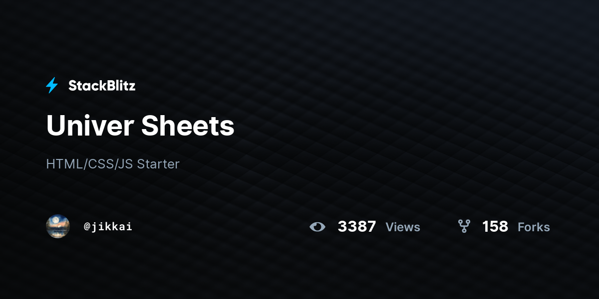 Univer Sheets - StackBlitz