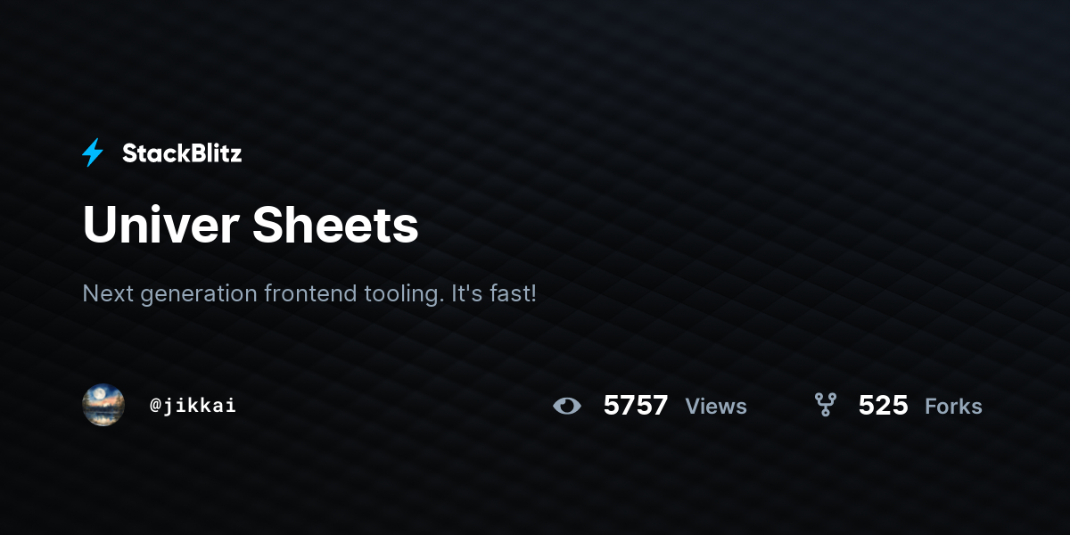 Univer Sheets Stackblitz