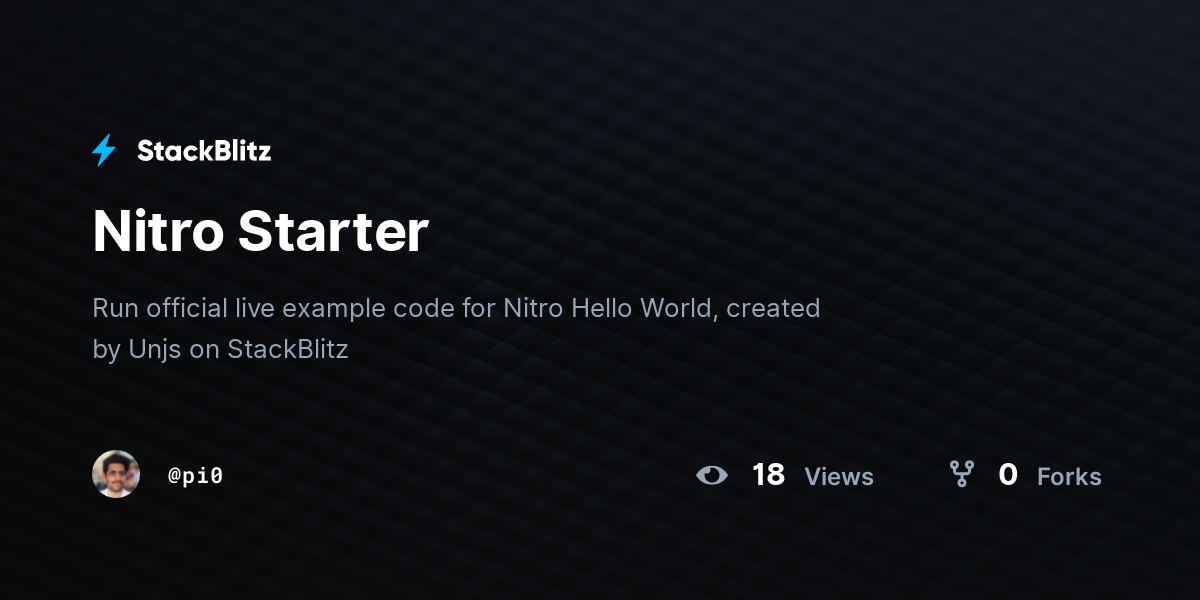 Nitro Starter - StackBlitz