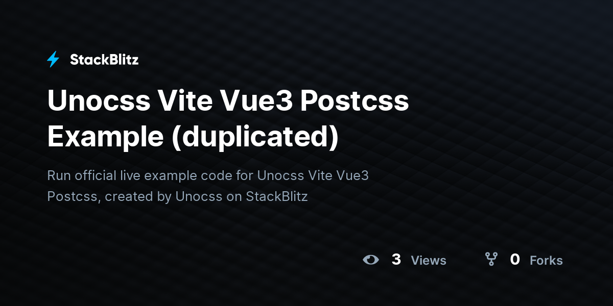 Unocss Vite Vue3 Postcss Example (duplicated) - StackBlitz