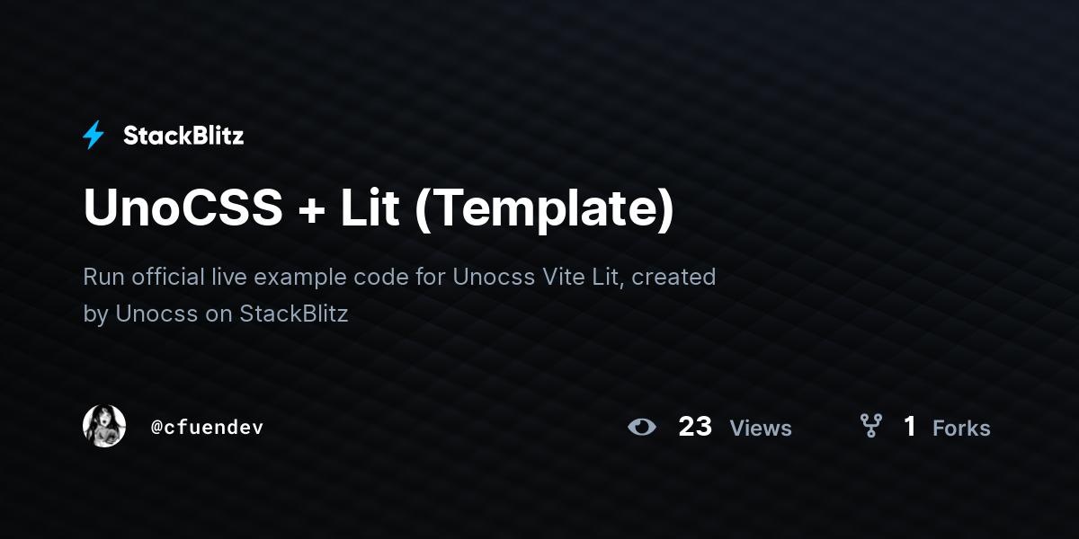 UnoCSS + Lit (Template) - StackBlitz