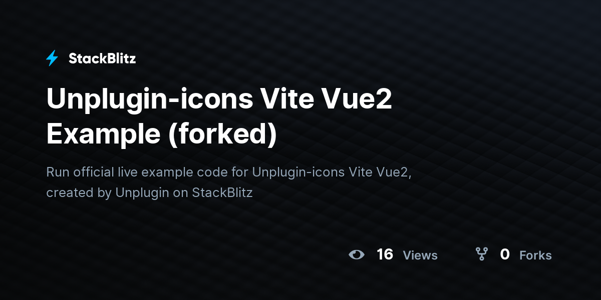 Unplugin-icons Vite Vue2 Example (forked) - StackBlitz