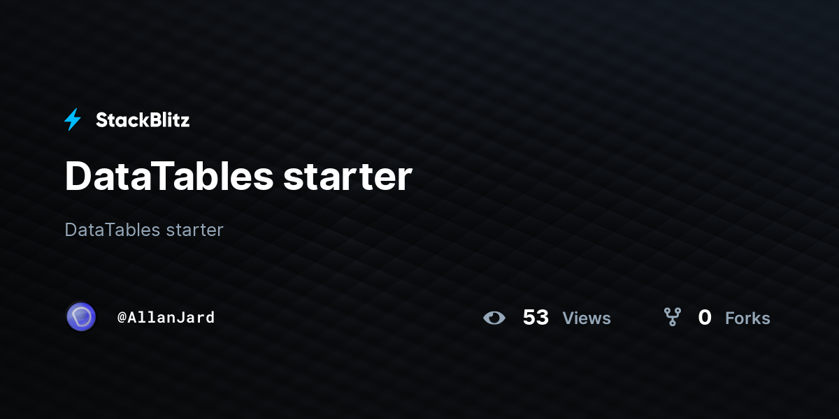 DataTables starter - StackBlitz