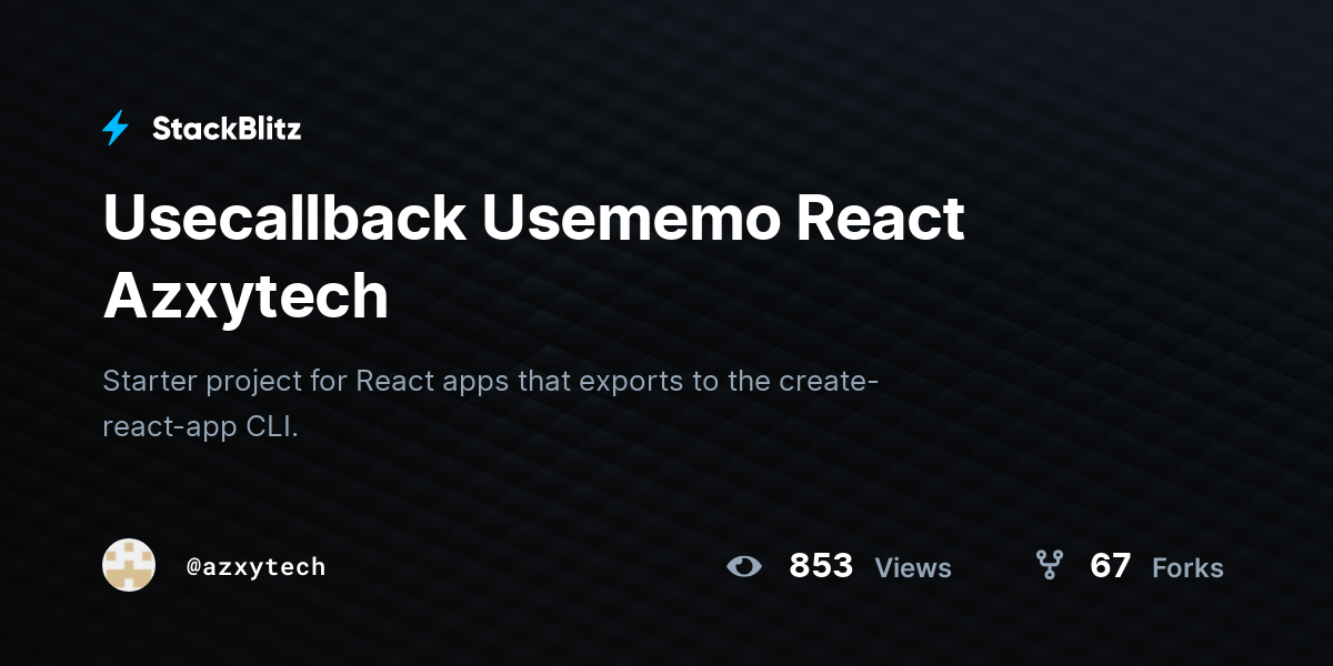 Usecallback Usememo React Azxytech - StackBlitz