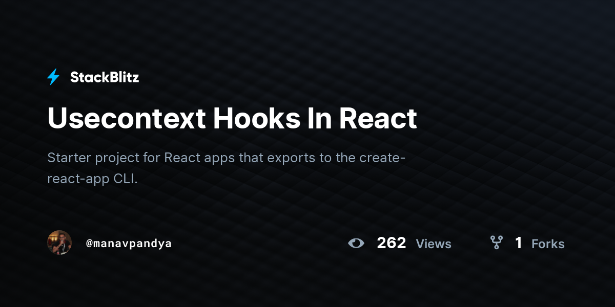 Usecontext Hooks In React - StackBlitz