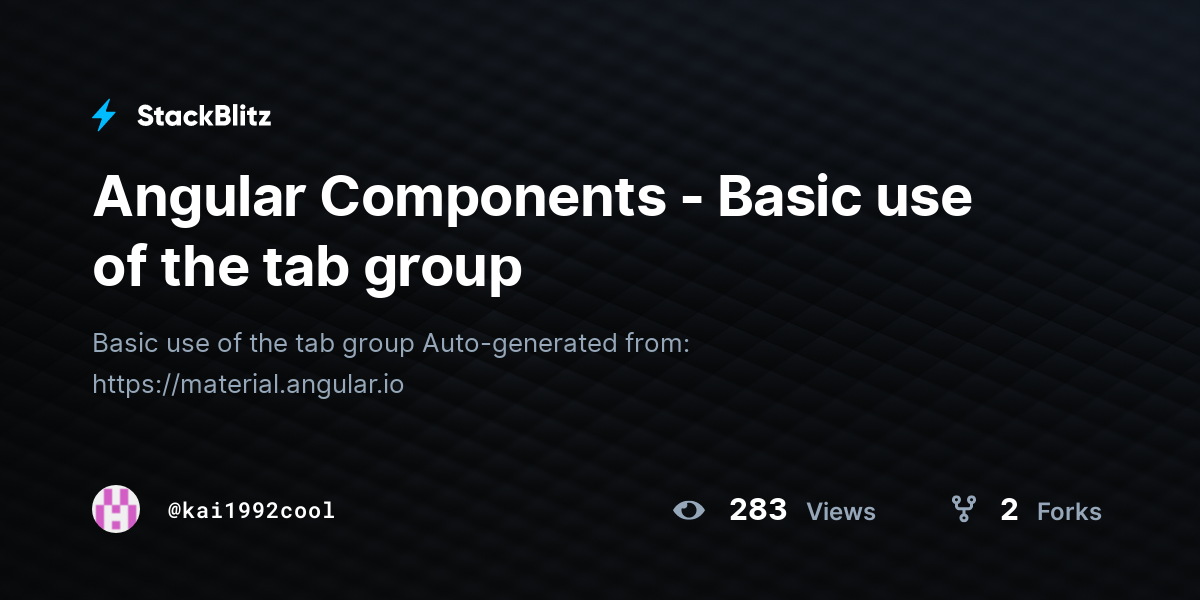 Angular Components - Basic use of the tab group - StackBlitz