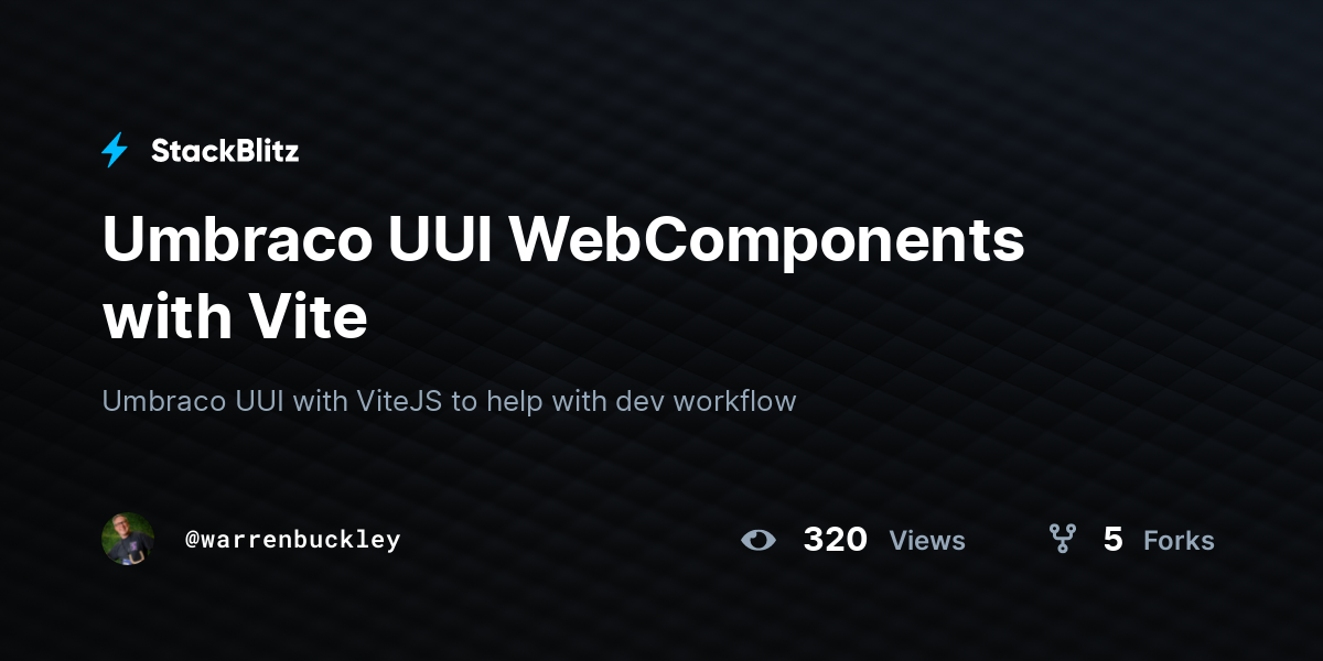Umbraco UUI WebComponents with Vite - StackBlitz