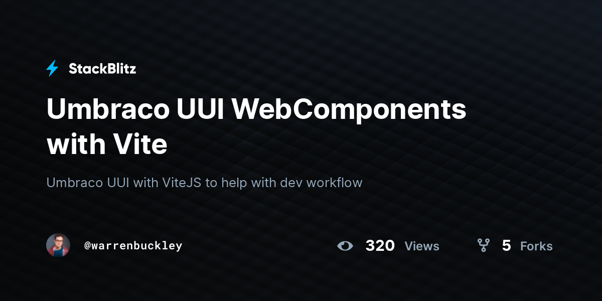 Umbraco UUI WebComponents with Vite - StackBlitz