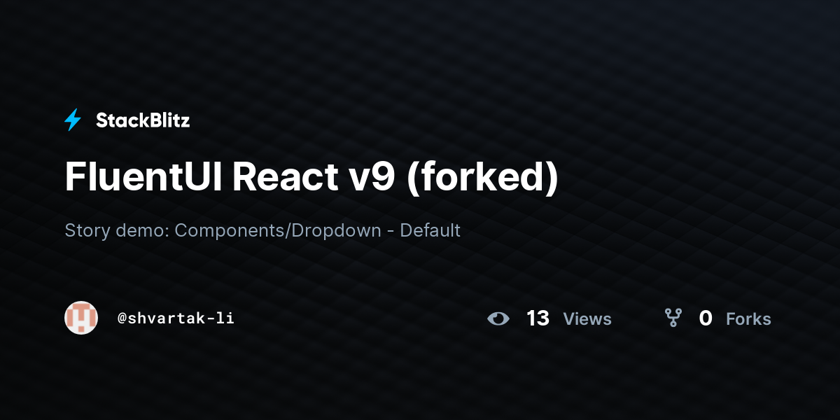 FluentUI React v9 (forked) - StackBlitz