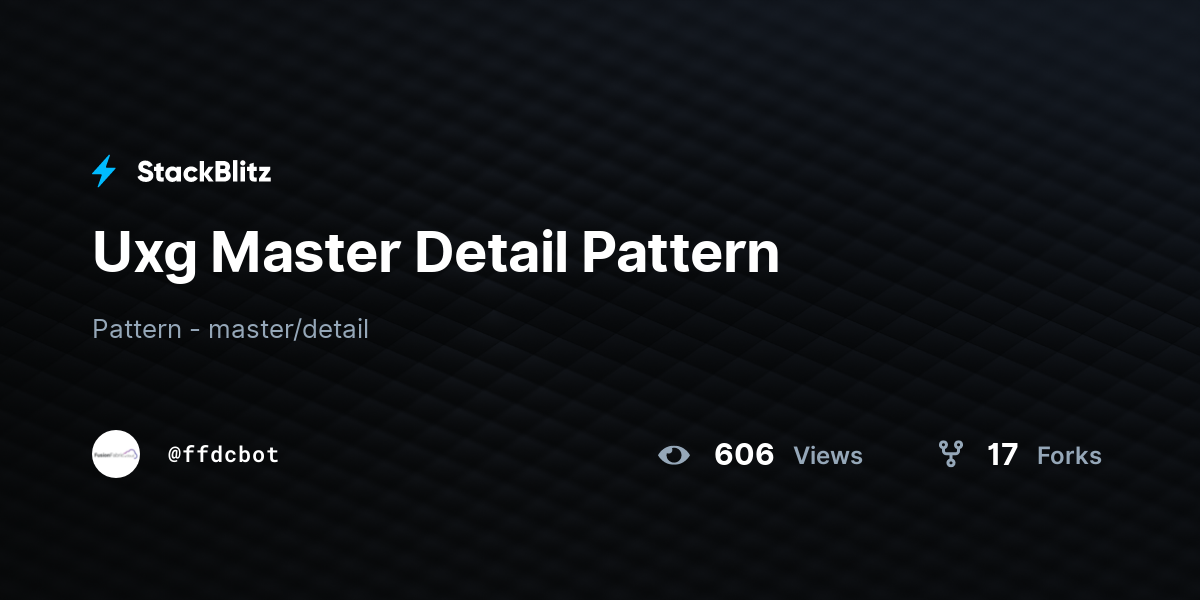 Uxg Master Detail Pattern - StackBlitz