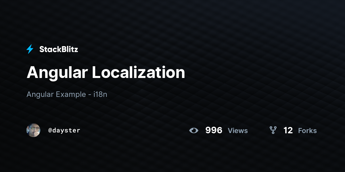 Angular Localization - StackBlitz
