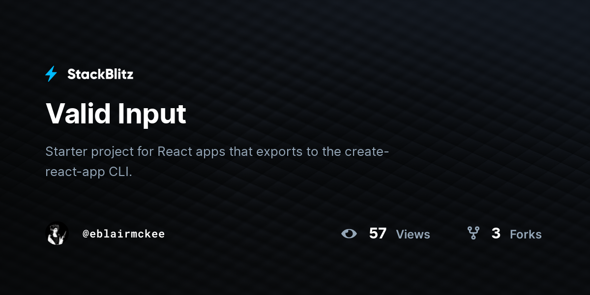 Valid Input - StackBlitz