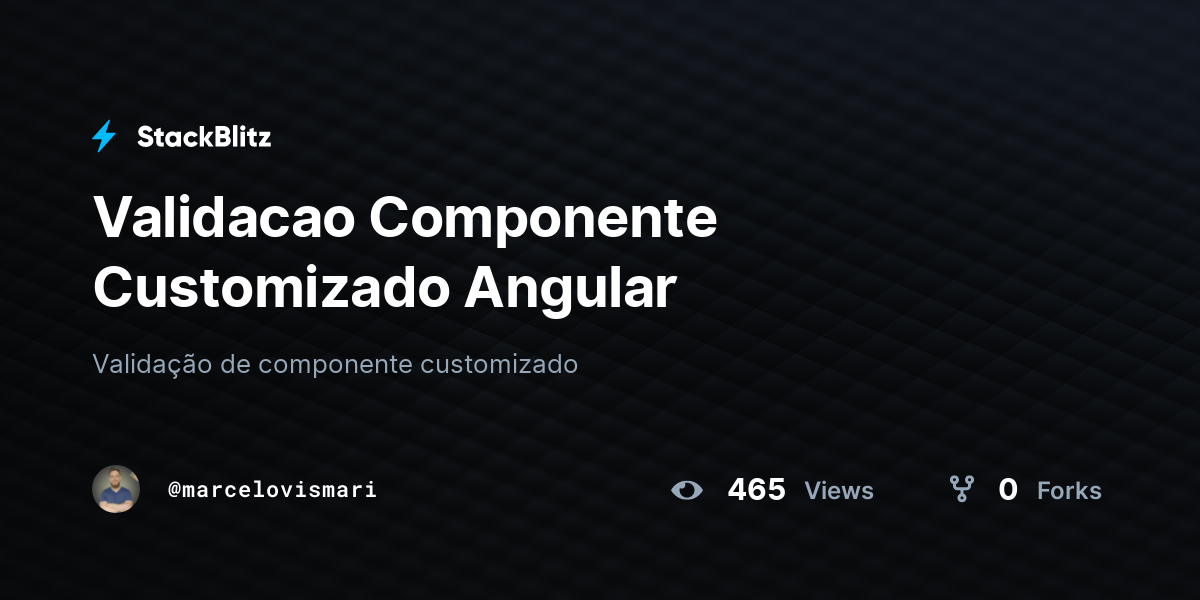 Validacao Componente Customizado Angular - StackBlitz Validacao Componente Customizado Angular - StackBlitz