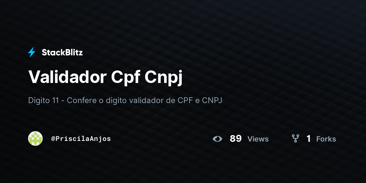 Validador Cpf Cnpj - StackBlitz