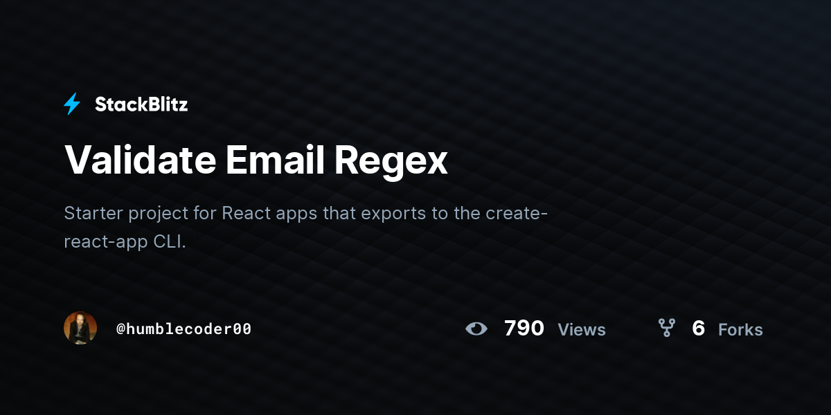 Validate Email Regex - StackBlitz Validate Email Regex - StackBlitz