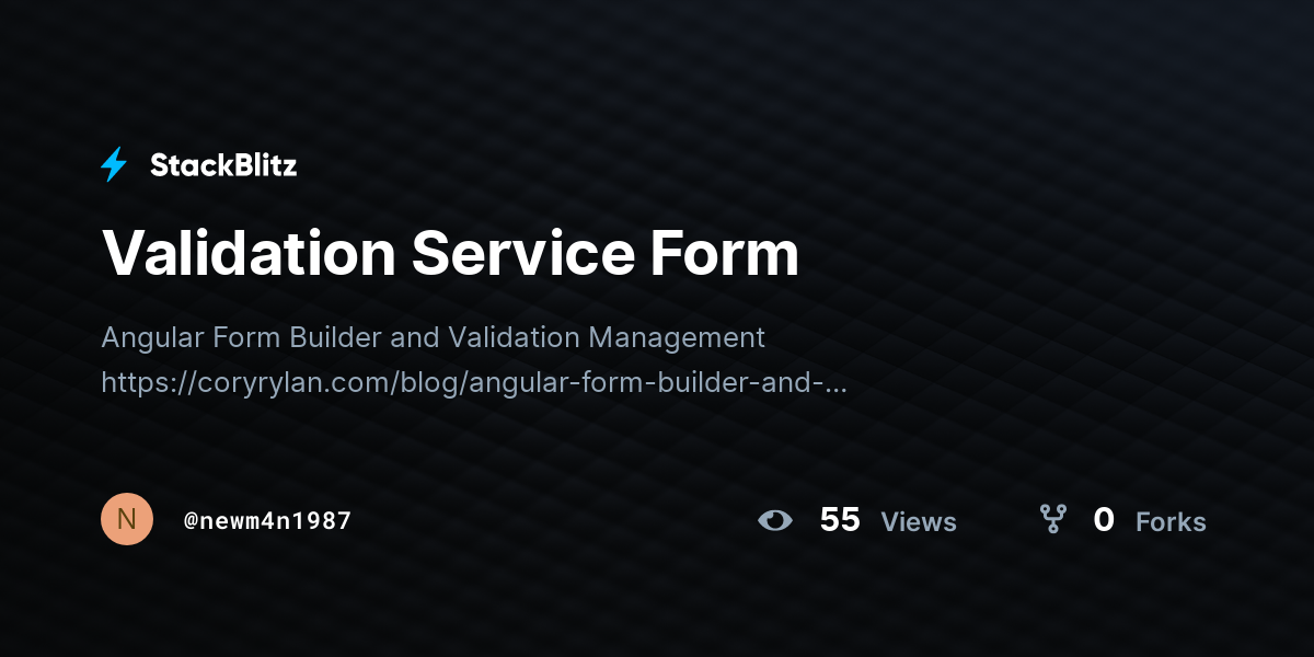 Validation Service Form - StackBlitz