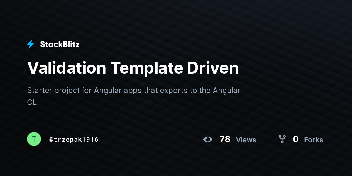 Validation Template Driven - StackBlitz