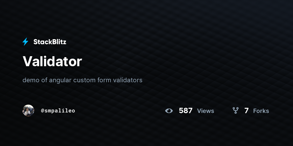 Validator - StackBlitz