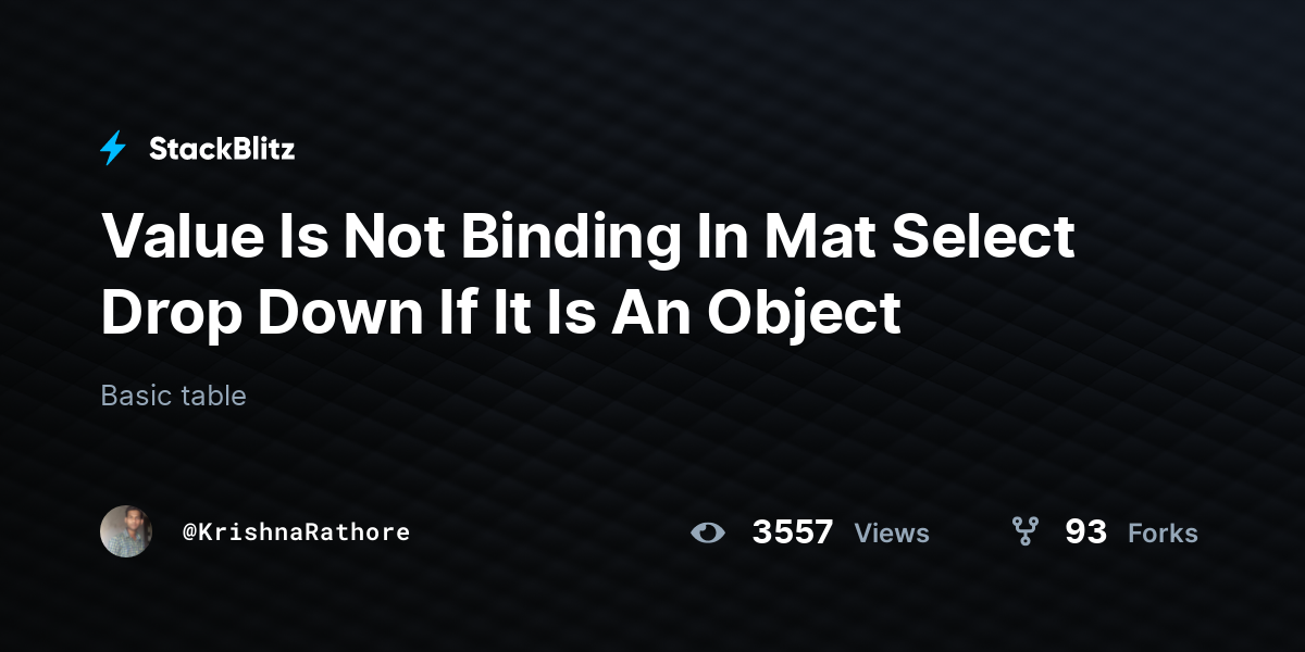 Value Is Not Binding In Mat Select Drop Down If It Is An Object ...
