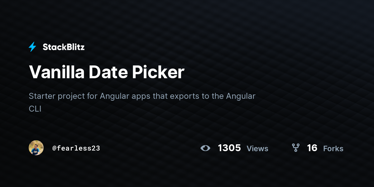 Vanilla Date Picker - StackBlitz