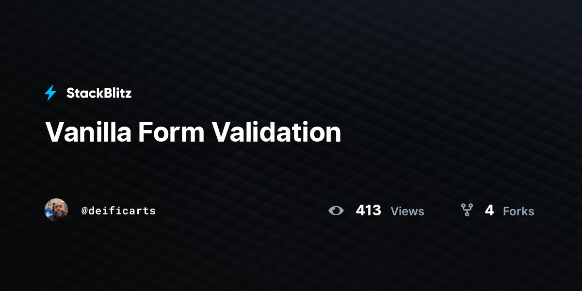 Vanilla Form Validation - StackBlitz