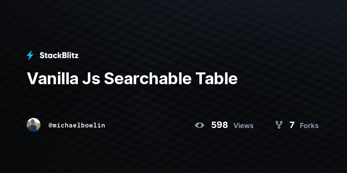 Vanilla Js Searchable Table - StackBlitz