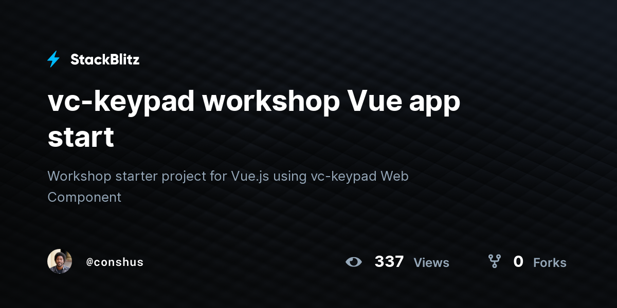 vc-keypad workshop Vue app start - StackBlitz