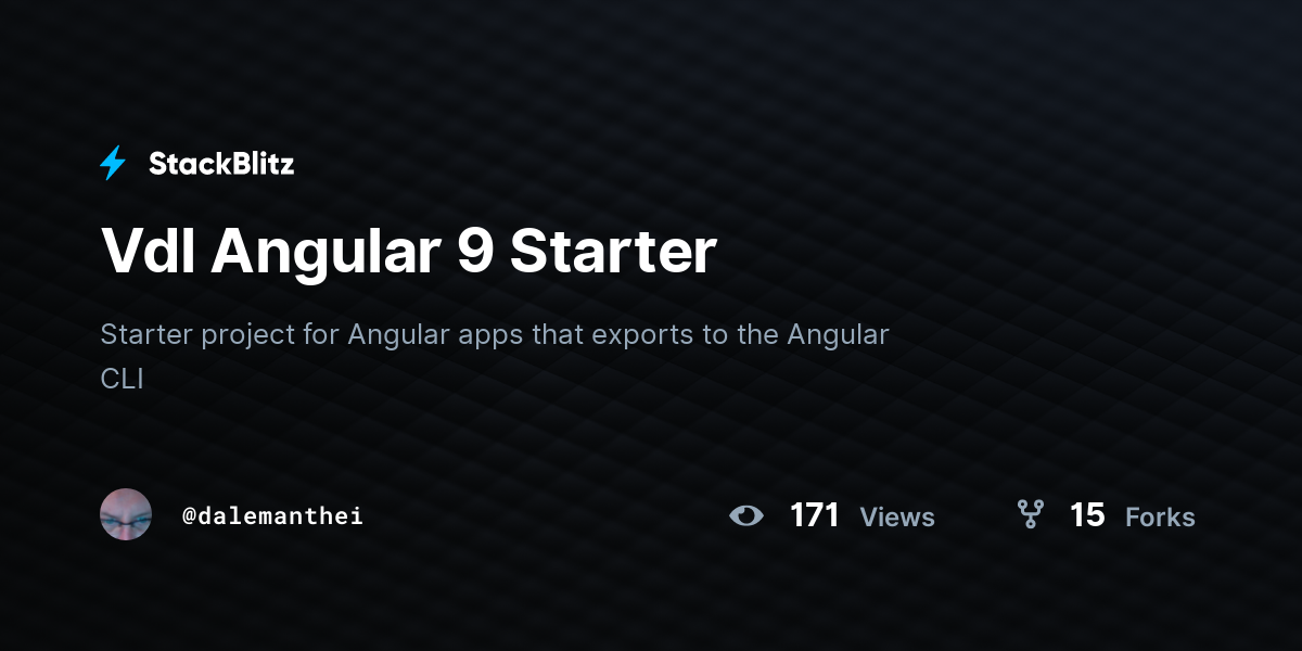 Vdl Angular 9 Starter - StackBlitz