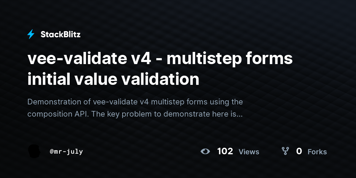 vee-validate v4 - multistep forms initial value validation - StackBlitz