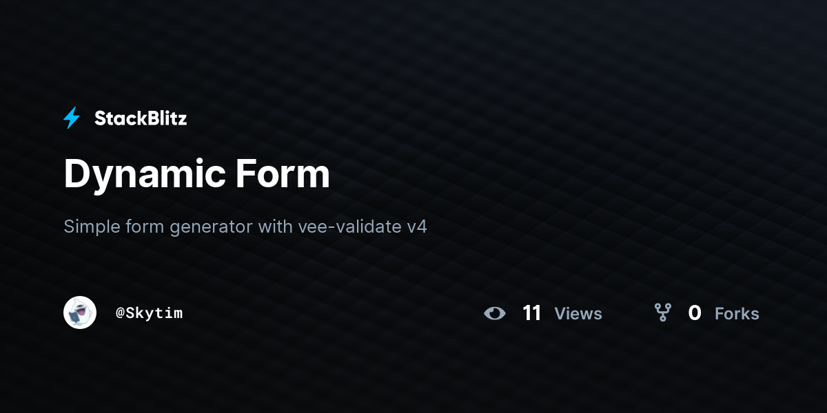 Dynamic Form - StackBlitz Dynamic Form - StackBlitz