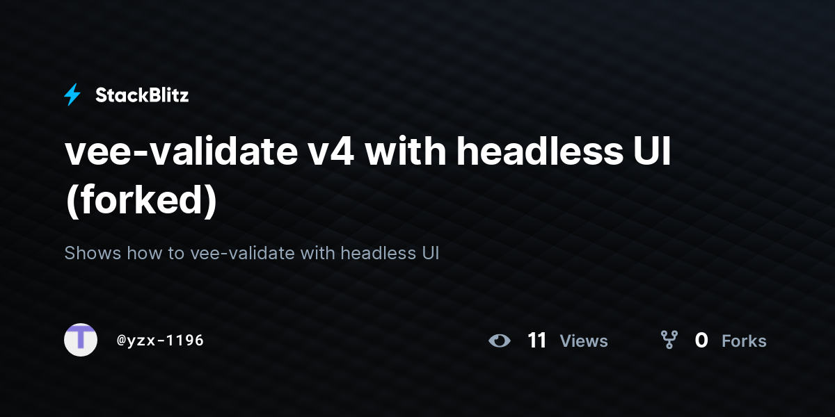 vee-validate v4 with headless UI (forked) - StackBlitz vee-validate v4 with headless UI (forked) - StackBlitz