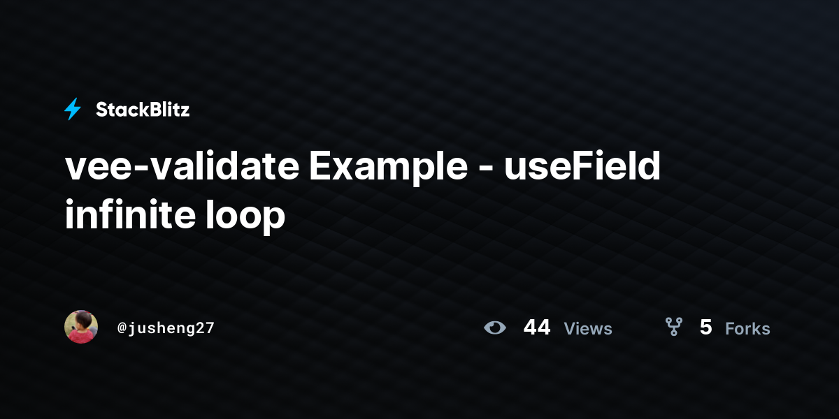 vee-validate Example - useField infinite loop - StackBlitz vee-validate Example - useField infinite loop - StackBlitz