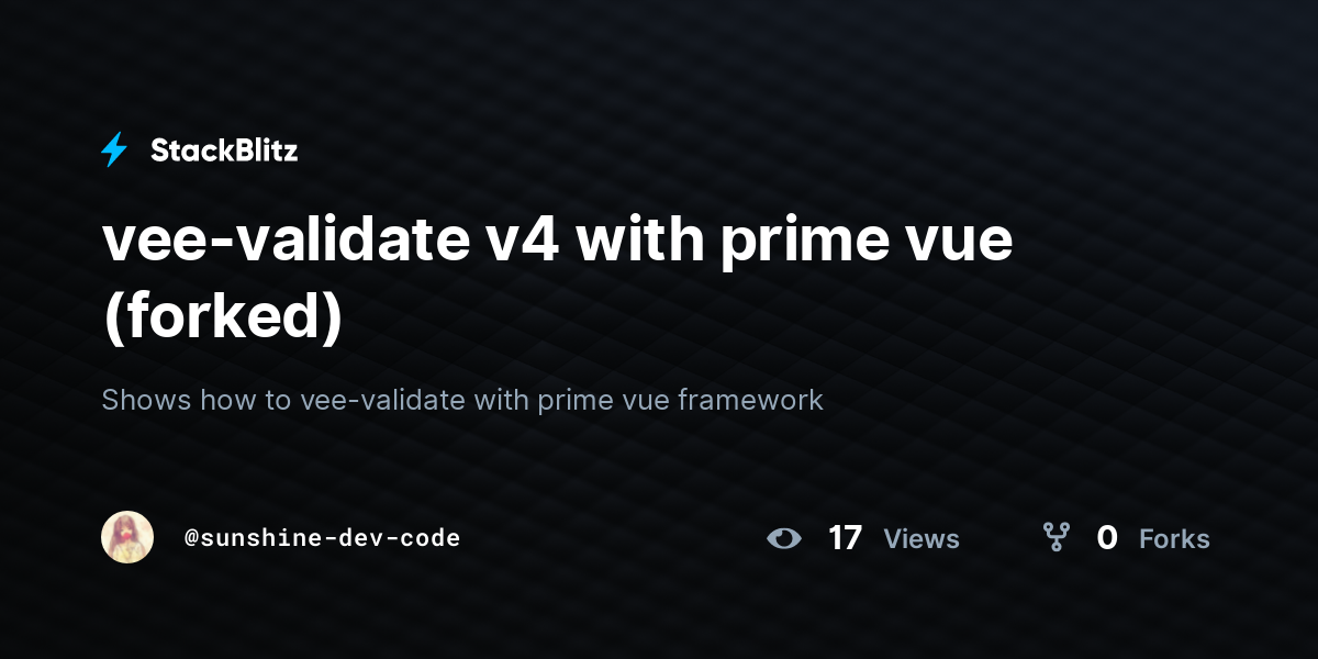 vee-validate v4 with prime vue (forked) - StackBlitz