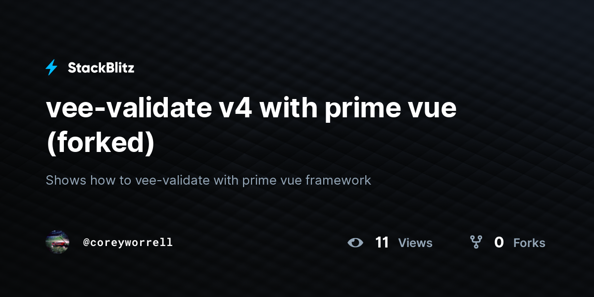 vee-validate v4 with prime vue (forked) - StackBlitz