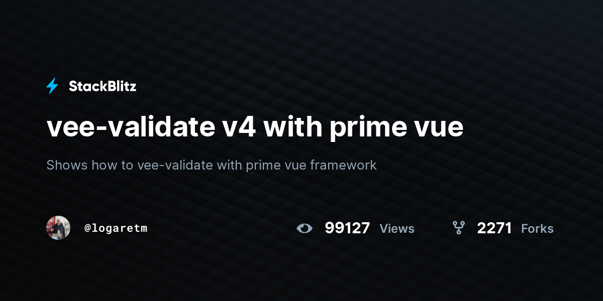 vee-validate v4 with prime vue - StackBlitz vee-validate v4 with prime vue - StackBlitz