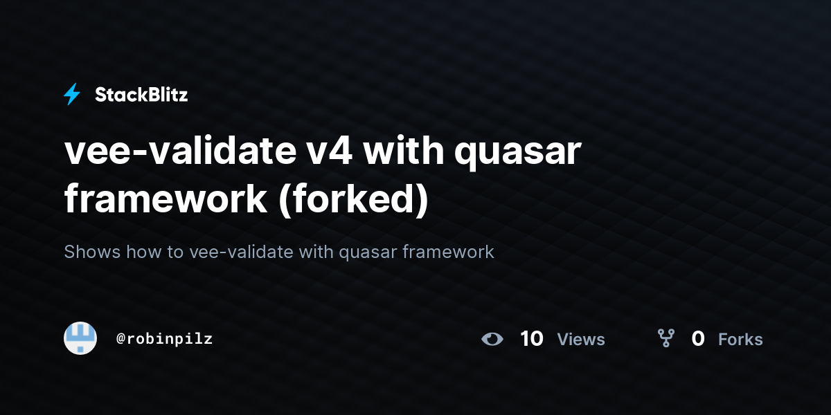 vee-validate v4 with quasar framework (forked) - StackBlitz