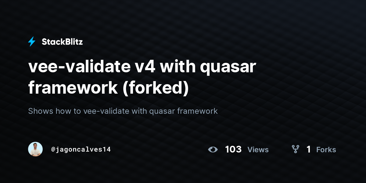 vee-validate v4 with quasar framework (forked) - StackBlitz