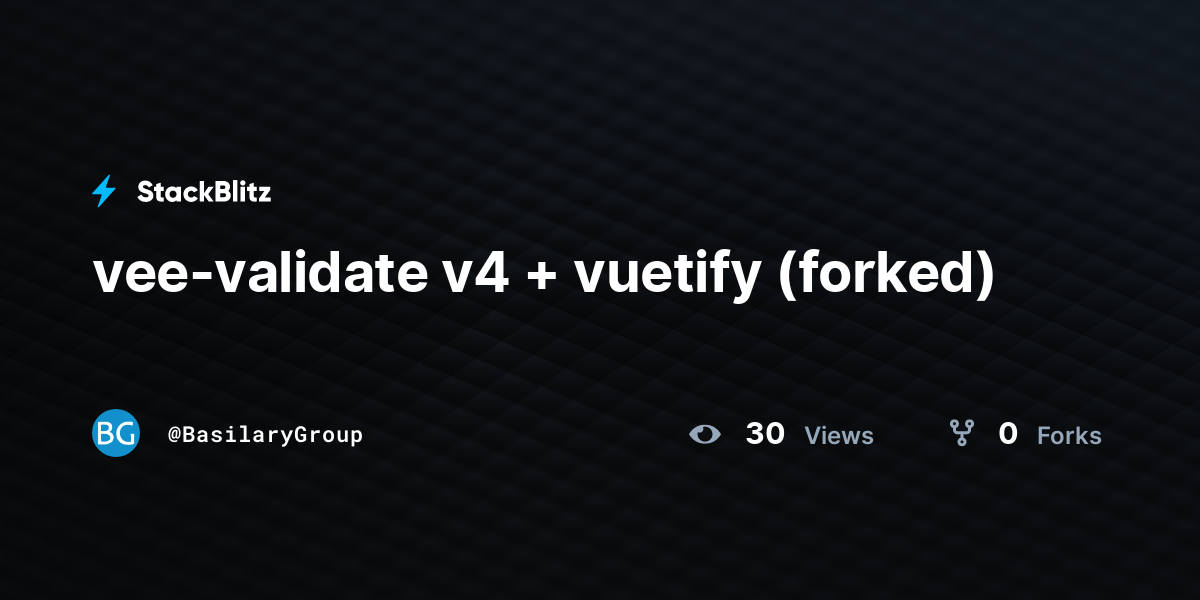 vee-validate v4 + vuetify (forked) - StackBlitz vee-validate v4 + vuetify (forked) - StackBlitz
