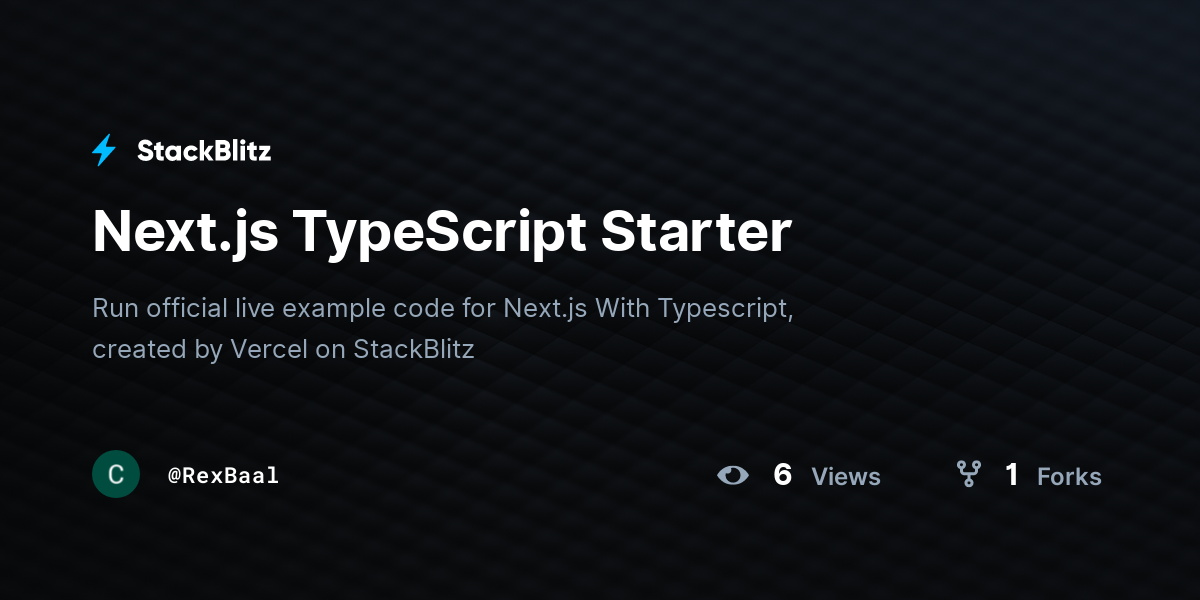 Next.js TypeScript Starter - StackBlitz