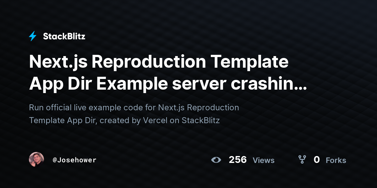 Next.js Reproduction Template App Dir Example server crashing when ...