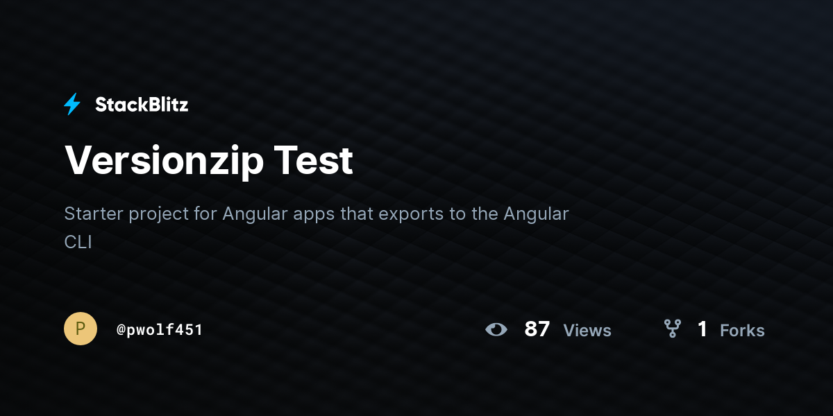 Versionzip Test - StackBlitz