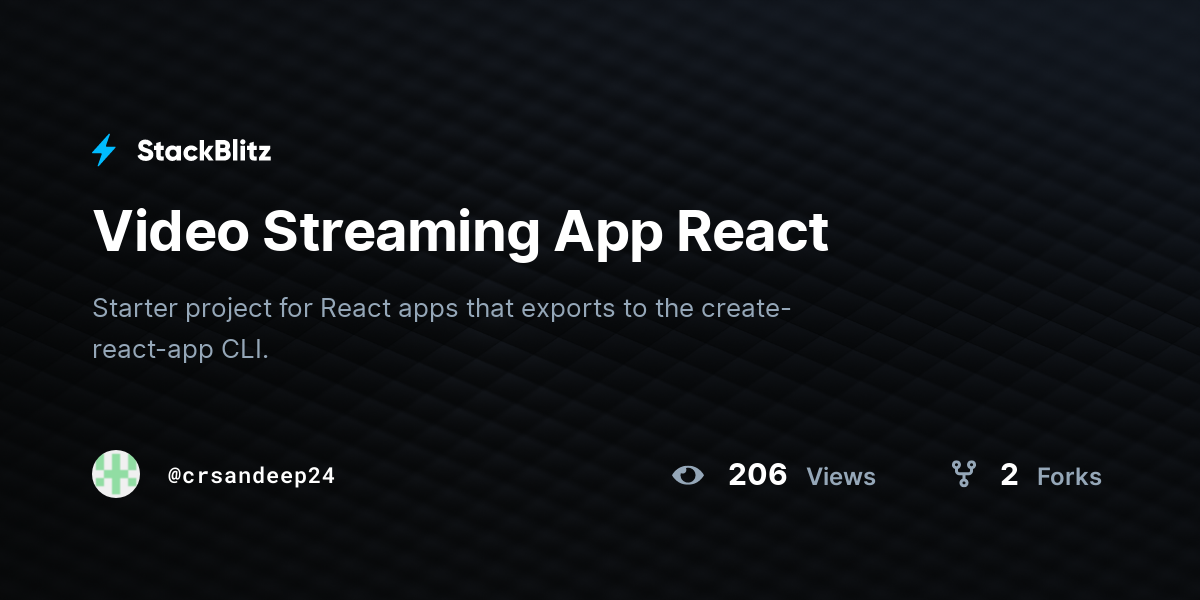 Video Streaming App React - StackBlitz