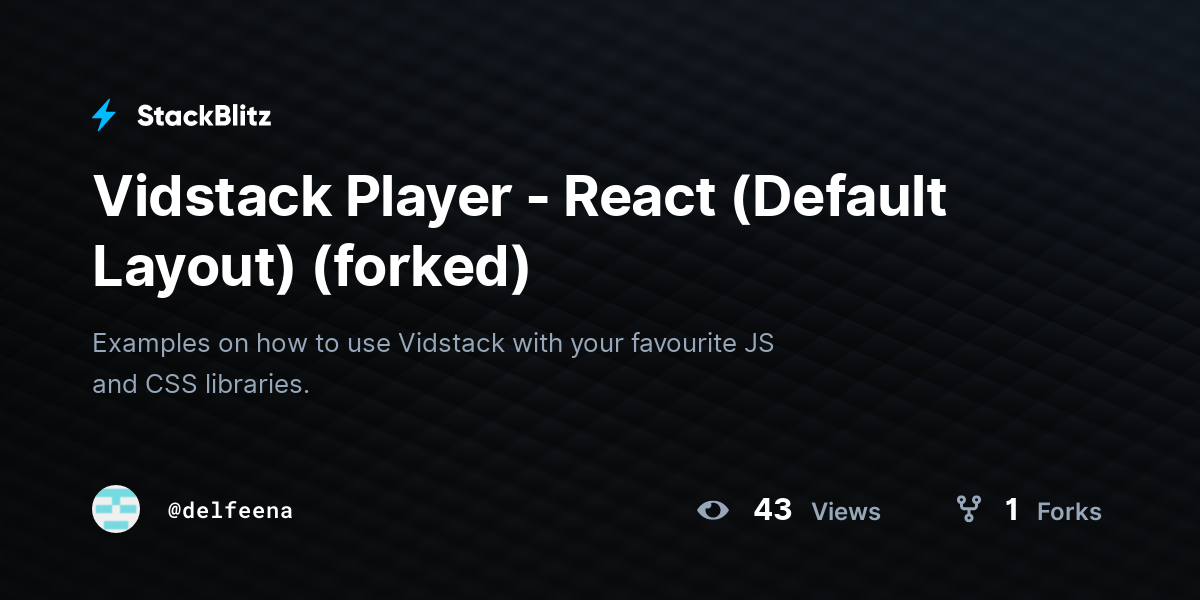 Vidstack Player - React (Default Layout) (forked) - StackBlitz