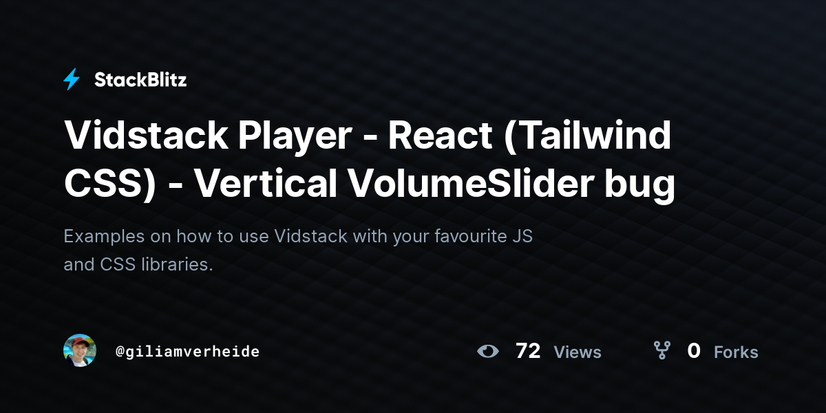 Vidstack Player - React (Tailwind CSS) - Vertical VolumeSlider bug - StackBlitz