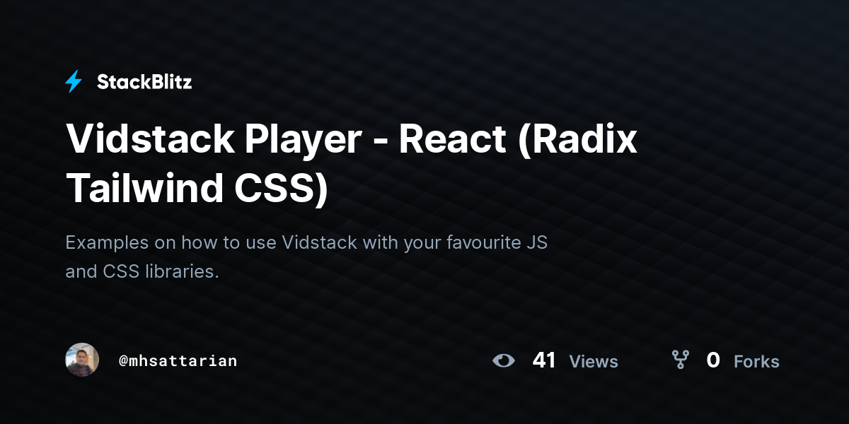 Vidstack Player - React (Radix Tailwind CSS) - StackBlitz