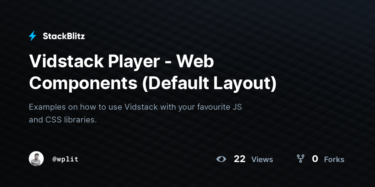 Vidstack Player - Web Components (Default Layout) - StackBlitz