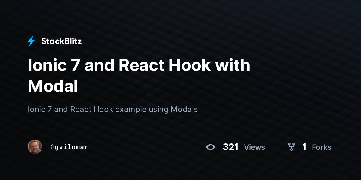 Ionic 7 and React Hook with Modal - StackBlitz