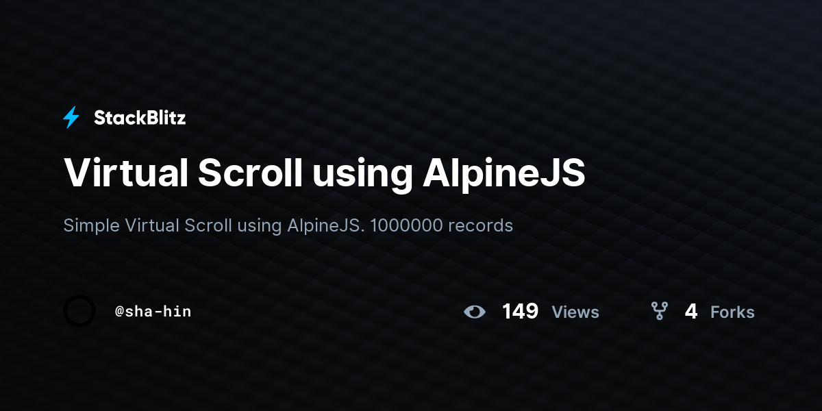 Virtual Scroll using AlpineJS - StackBlitz