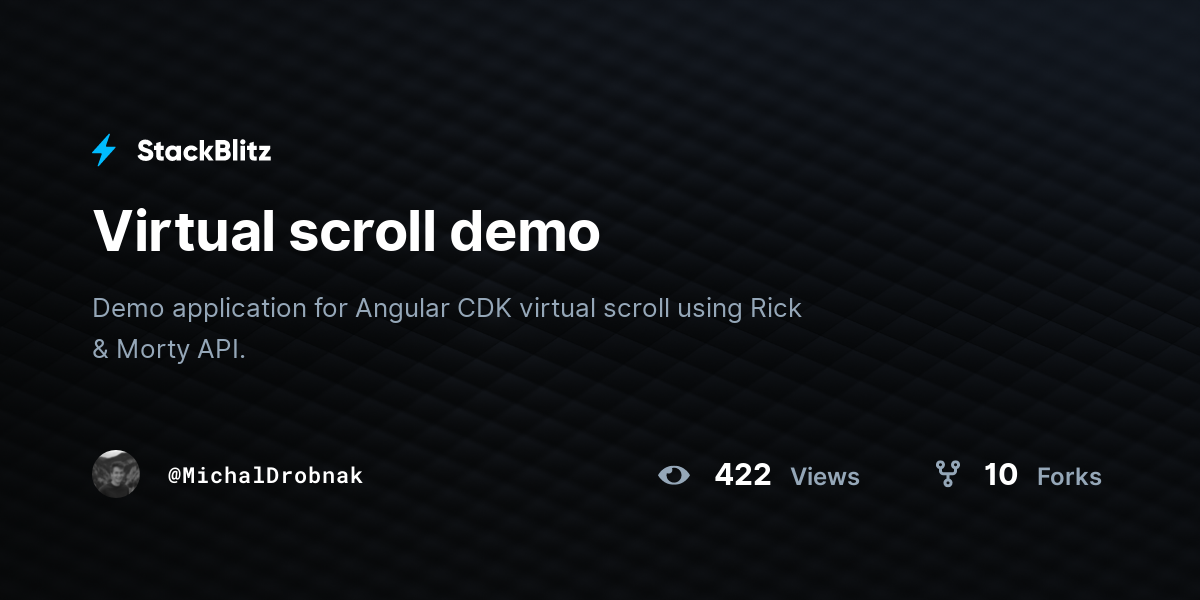 Virtual scroll demo - StackBlitz